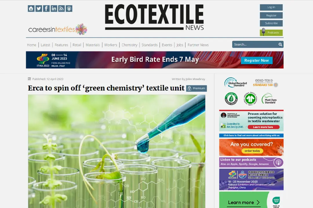ecotextile.com – Erca to spin off ‘green chemistry’ textile unit | Erca